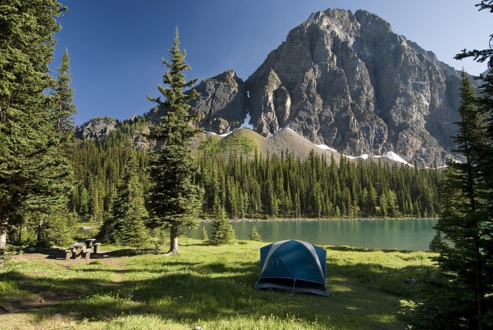 Camping, Taylor Lake, Banff National Park, Banff, Alberta PosterPrint ...