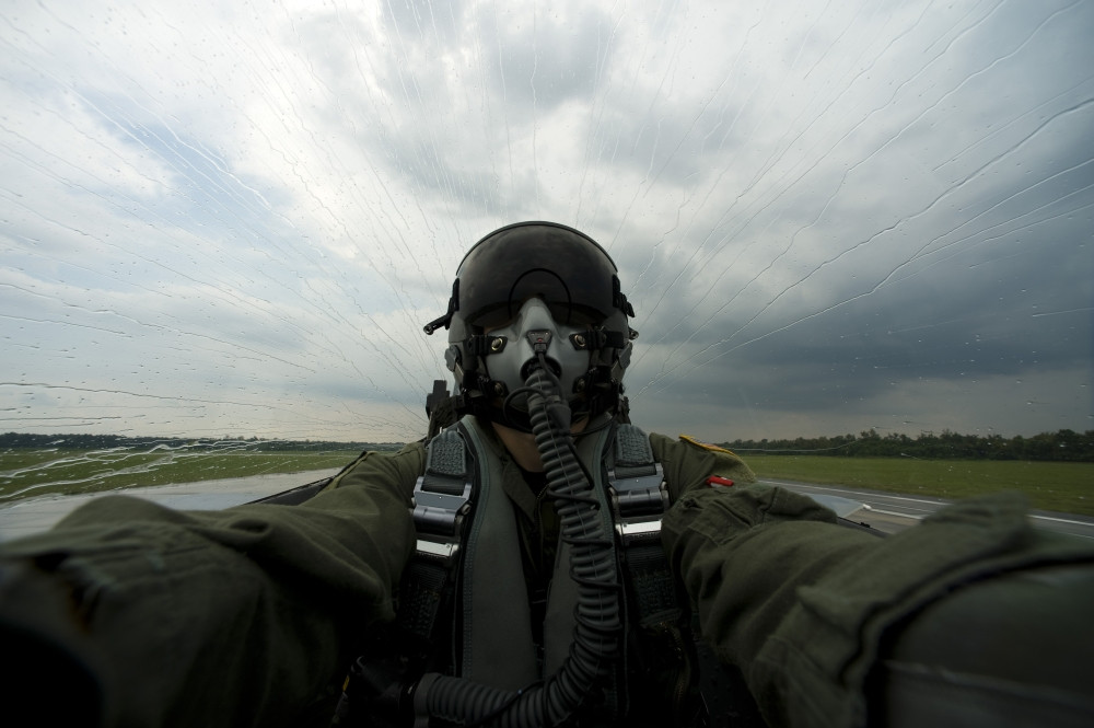 August 27, 2008 - An aerial combat photographer takes a self-portrait ...