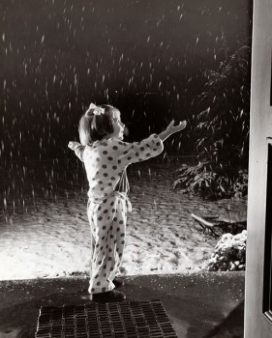 Side profile of a girl watching snow falling Poster Print - Item ...
