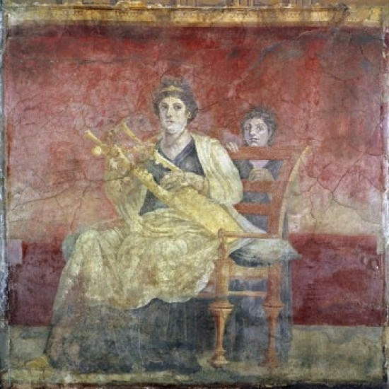 Lady Playing the Kithara ca. 50 BCE Roman Art Fresco Poster Print ...