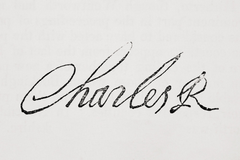 Signature Of King Charles I Of England 1600-1649 From Old England's ...