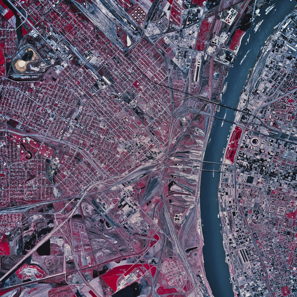 Satellite view of St. Louis, Missouri, 1990's Poster Print - Item ...