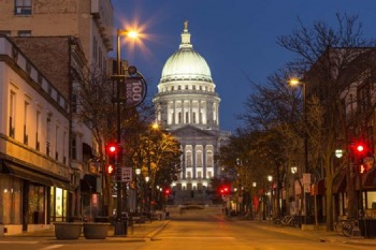 Looking down State Street in downtown Madison, Wisconsin Poster Print ...