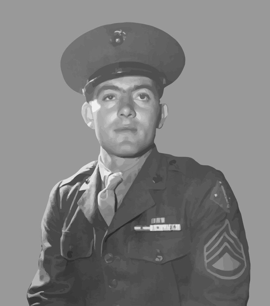 Digitally restored vector portrait of Gunnery Sergeant John Basilone ...