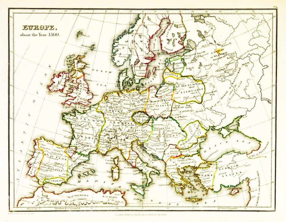 Europe Map, Showing Borders, 1300 Poster Print by Science Source - Item ...