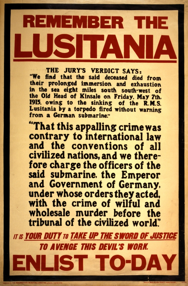WWI, Remember the Lusitania Poster Print by Science Source - Item ...