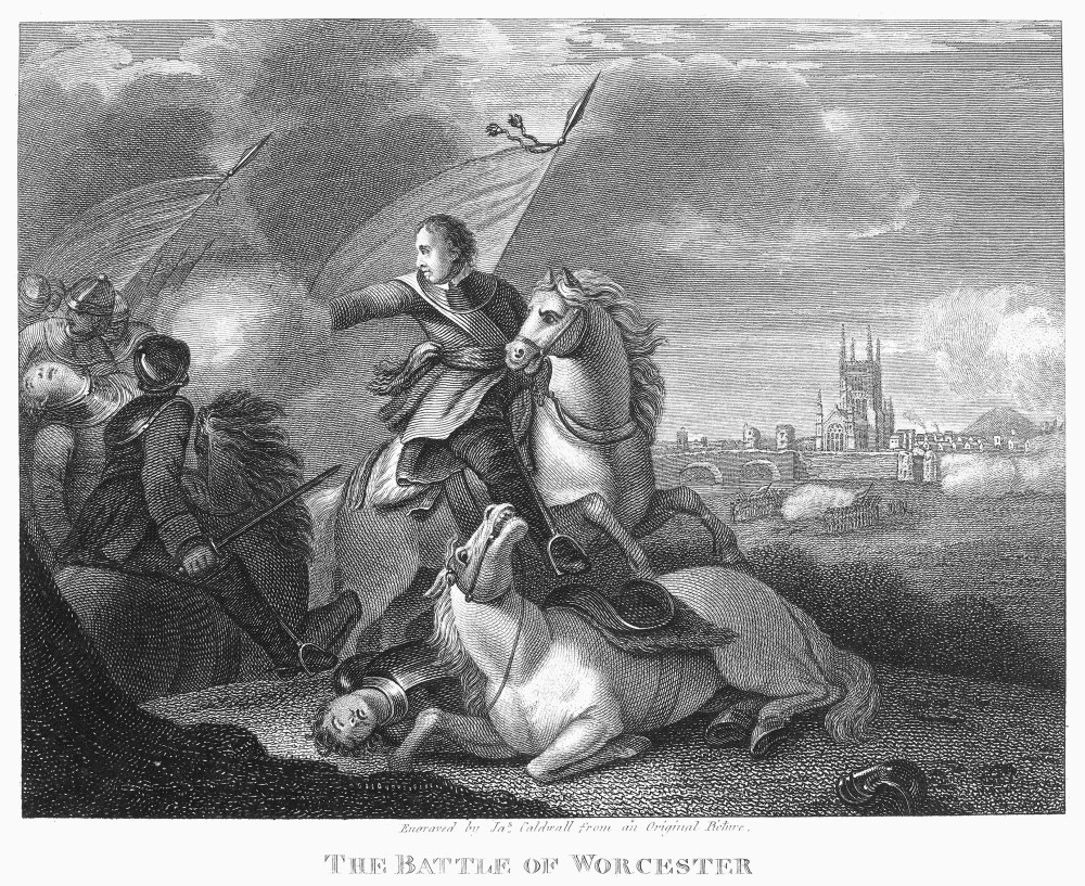 Battle Of Worcester, 1651. /Noliver Cromwell At The Battle Of Worcester ...