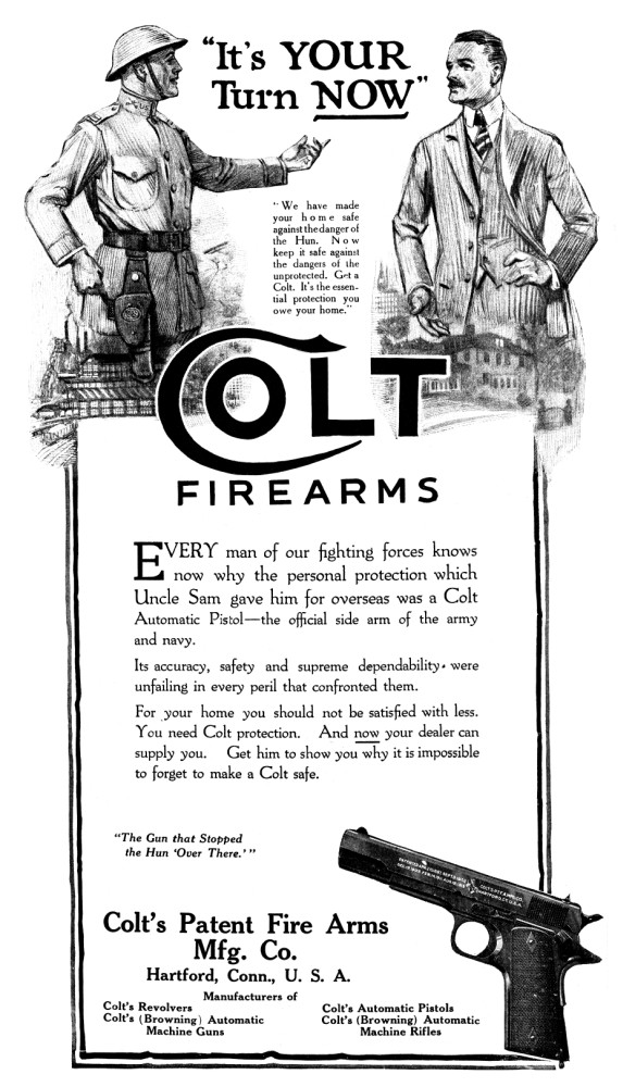 Ad: Colt Firearms, 1919. /Namerican Advertisement For Colt Firearms ...