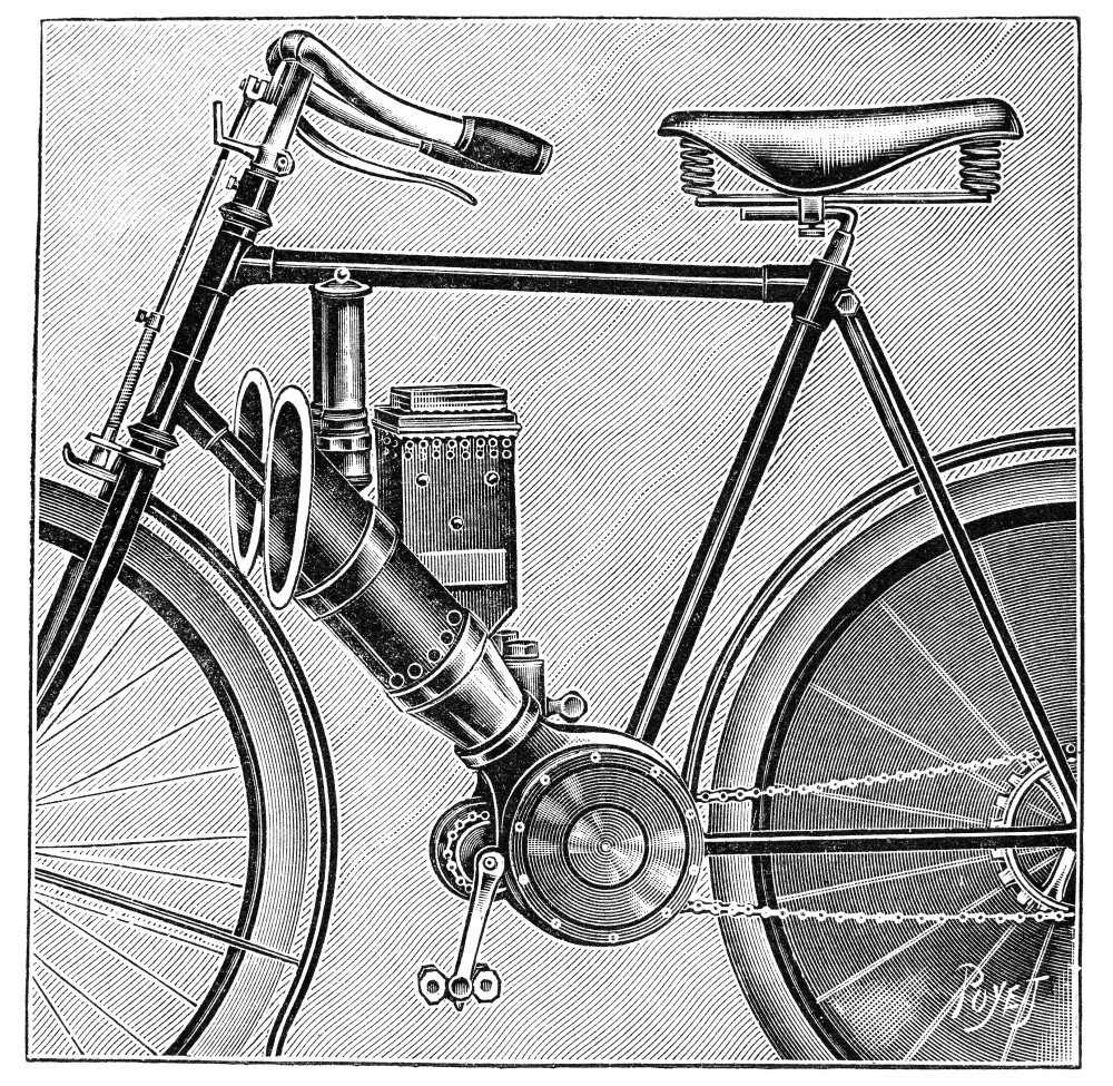 Motorcycle, 1895. /Ndesigned By Hertschmann. Line Engraving, 1895 ...