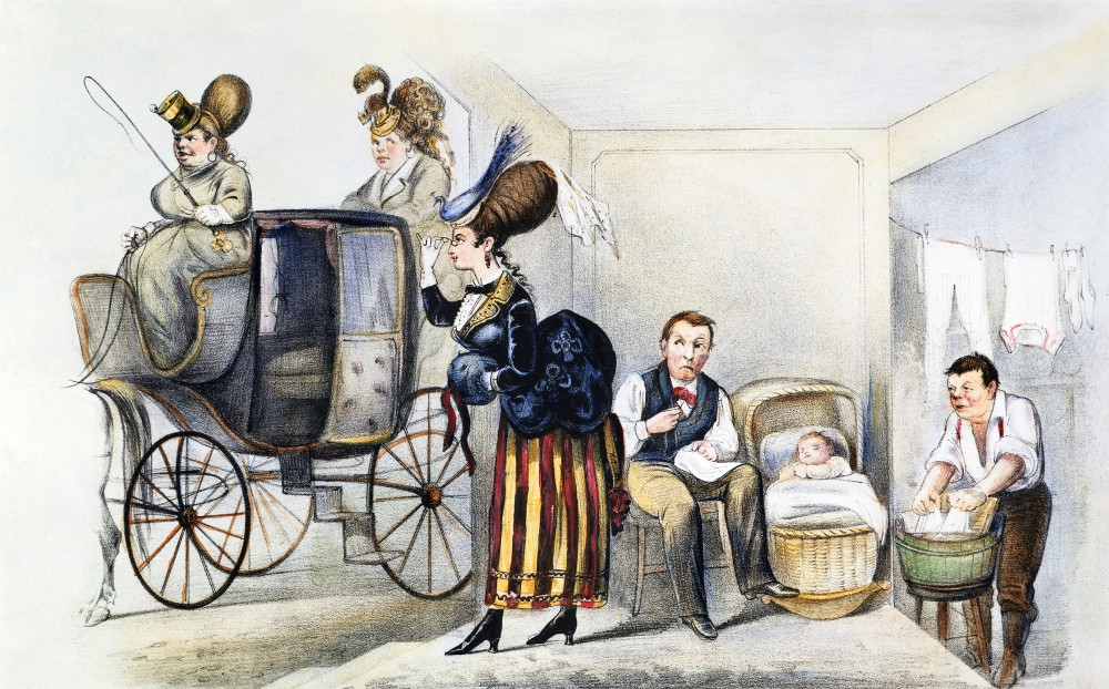 Women'S Rights Cartoon. /N'The Age Of Iron.' Lithograph Cartoon Satire ...