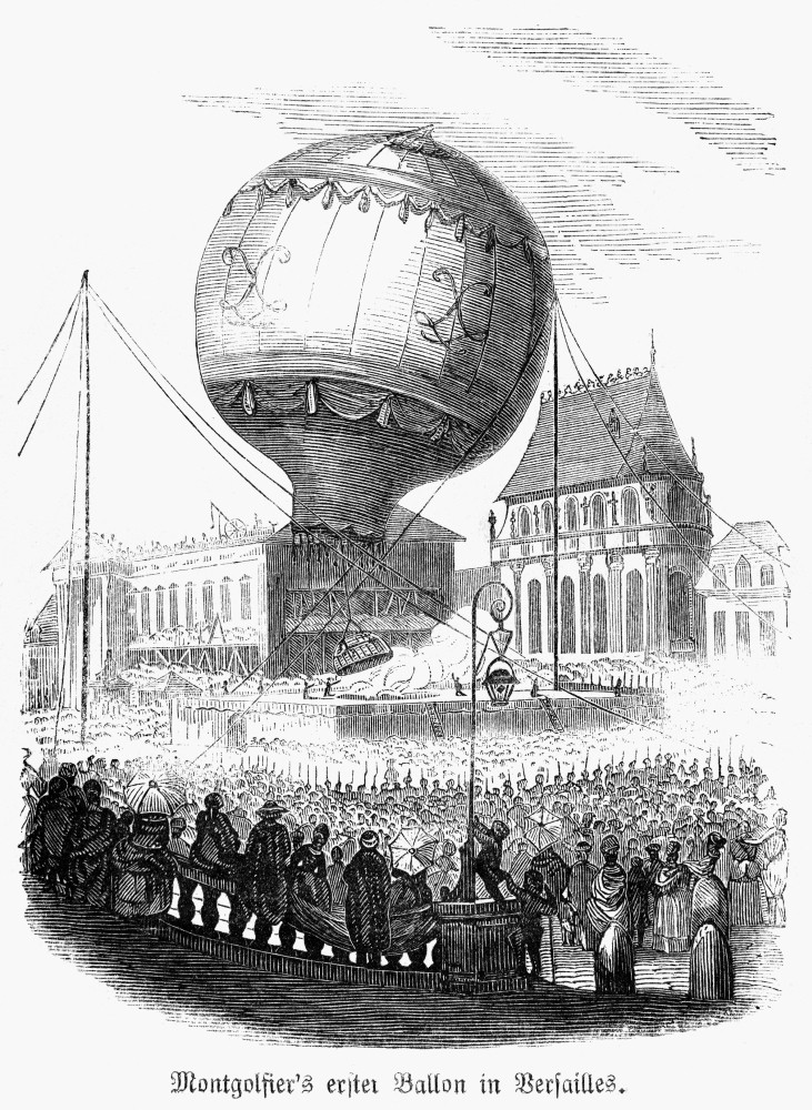 Montgolfier Balloon. /Nascent At Versailles In 1783. German Engraving ...