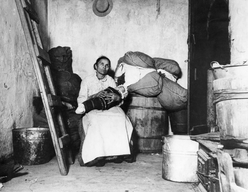 Riis: Nyc Tenement Life. /Nan Italian Immigrant Mother And Baby In A ...