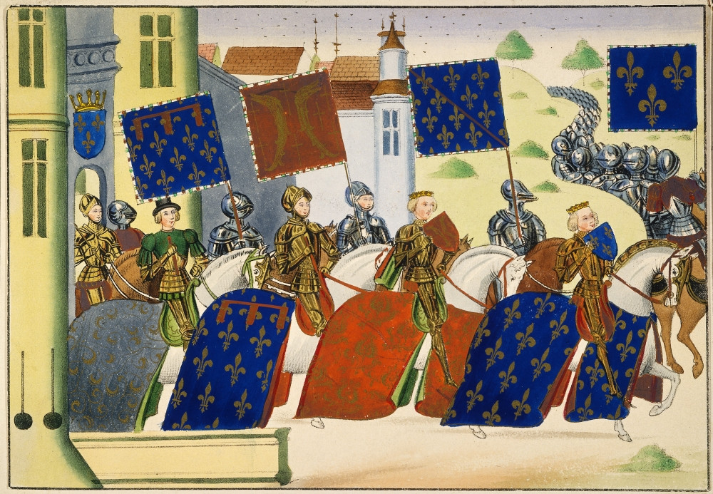 Knighthood, C1450. /Na Parade Of Knights On Their Way To Do Battle: Ms ...