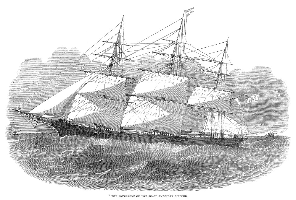 Clipper Ship, 1853. /Nthe American Clipper Ship 'Sovereign Of The Seas ...