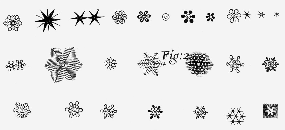 Hooke: Snowflakes, 1665. /Na Study Of Snowflakes, Each Different From ...