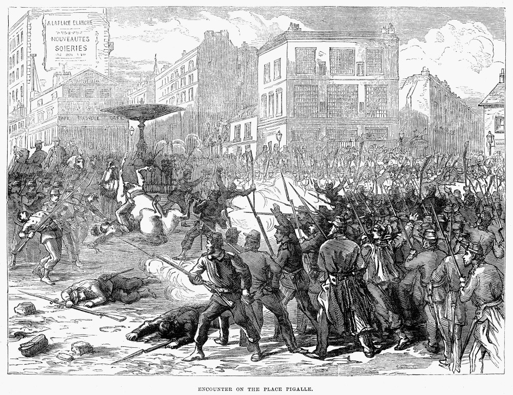 Paris Commune, 1871. /N'Encounter On The Place Pigalle.' Wood Engraving ...