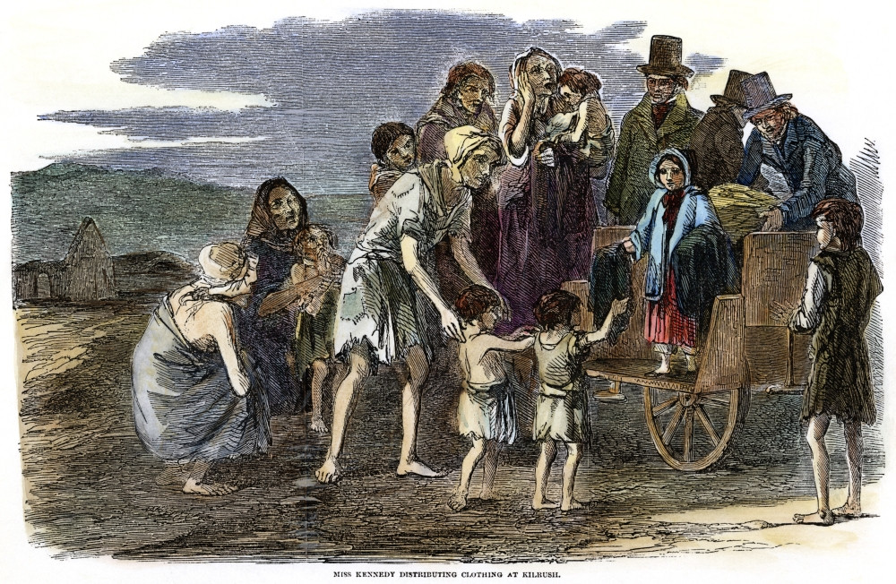 Irish Potato Famine, 1846-7. /N'Miss Kennedy Distributing Clothing At ...