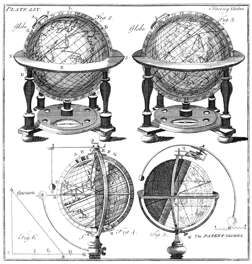 Globes, 18Th Century. /Ncopper Engraving, 18Th Century. Poster Print by ...