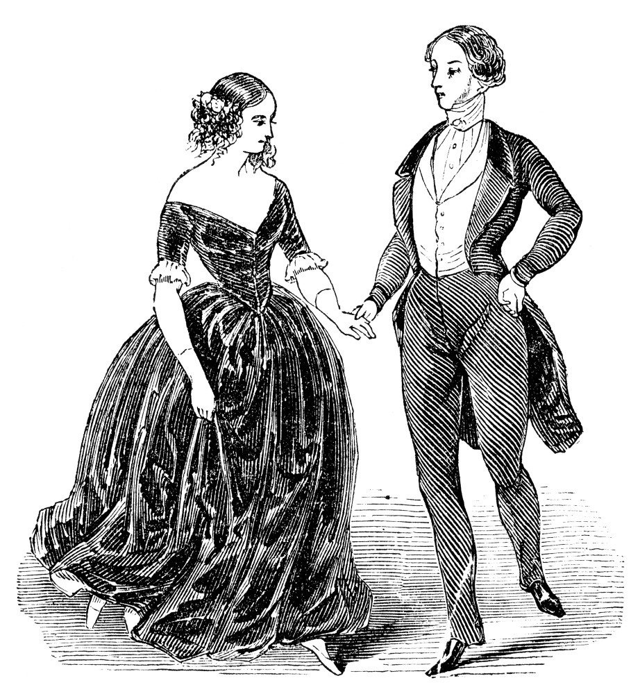Dance: Polka. /Na Couple Dancing The Polka. Wood Engraving, English ...