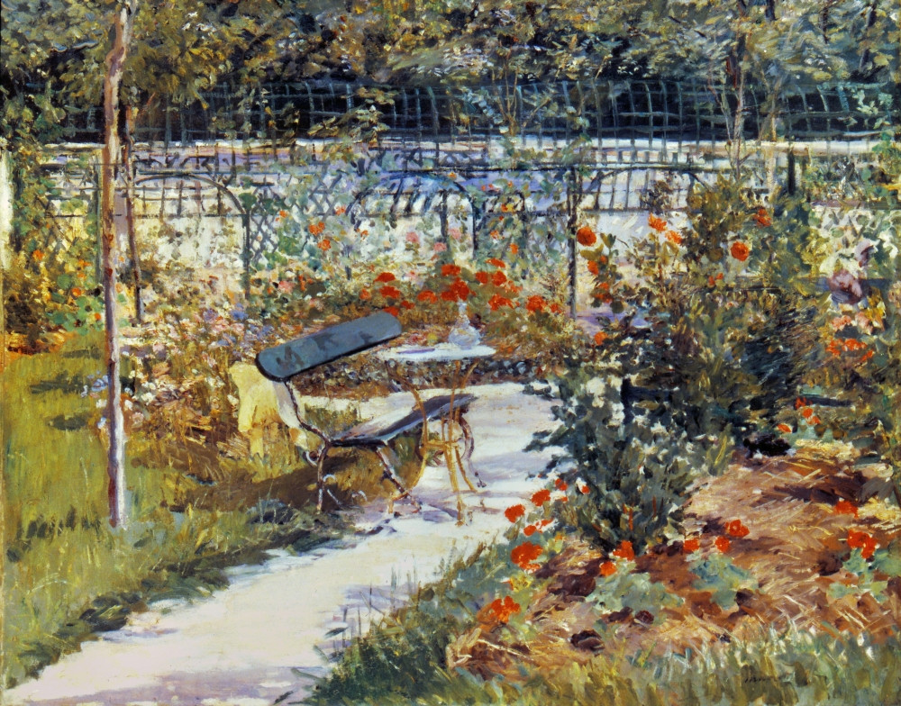 Manet: Garden, 1881. /Nmy Garden, Or The Bench. Oil On Canvas By ...