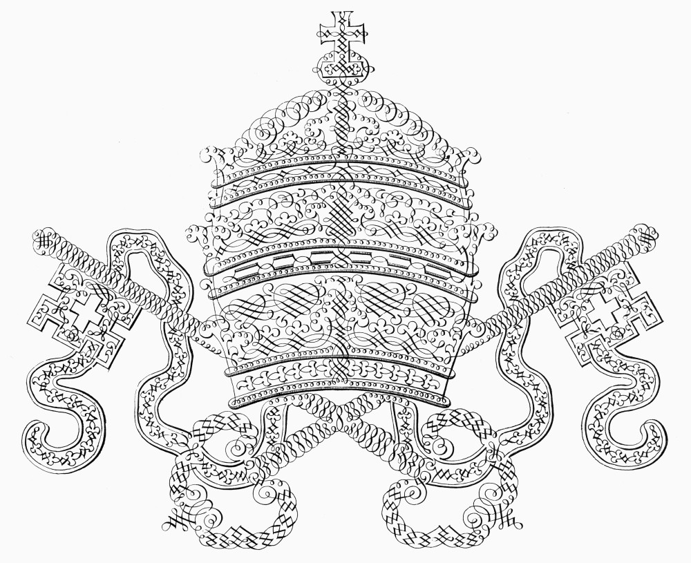 Calligraphy Crown. /Ntriple Crown Of Pope Benedict Xiv. Austrian ...