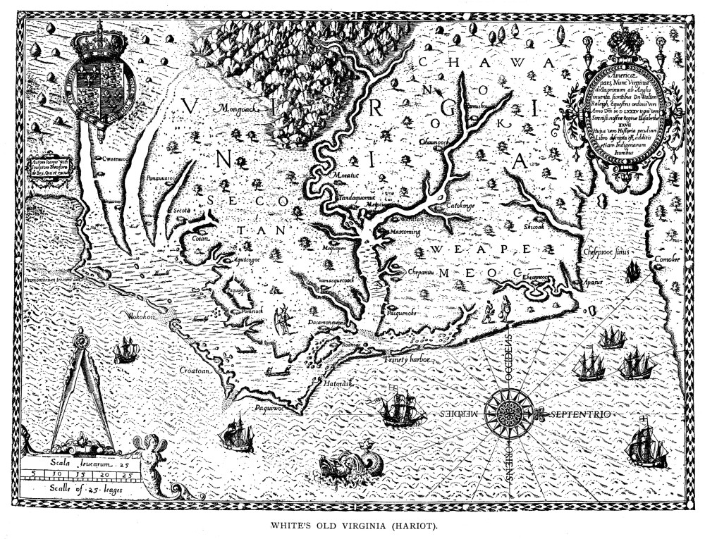 Virginia Map, 1590. /Nline Engraving, 1590, After John White. Poster ...