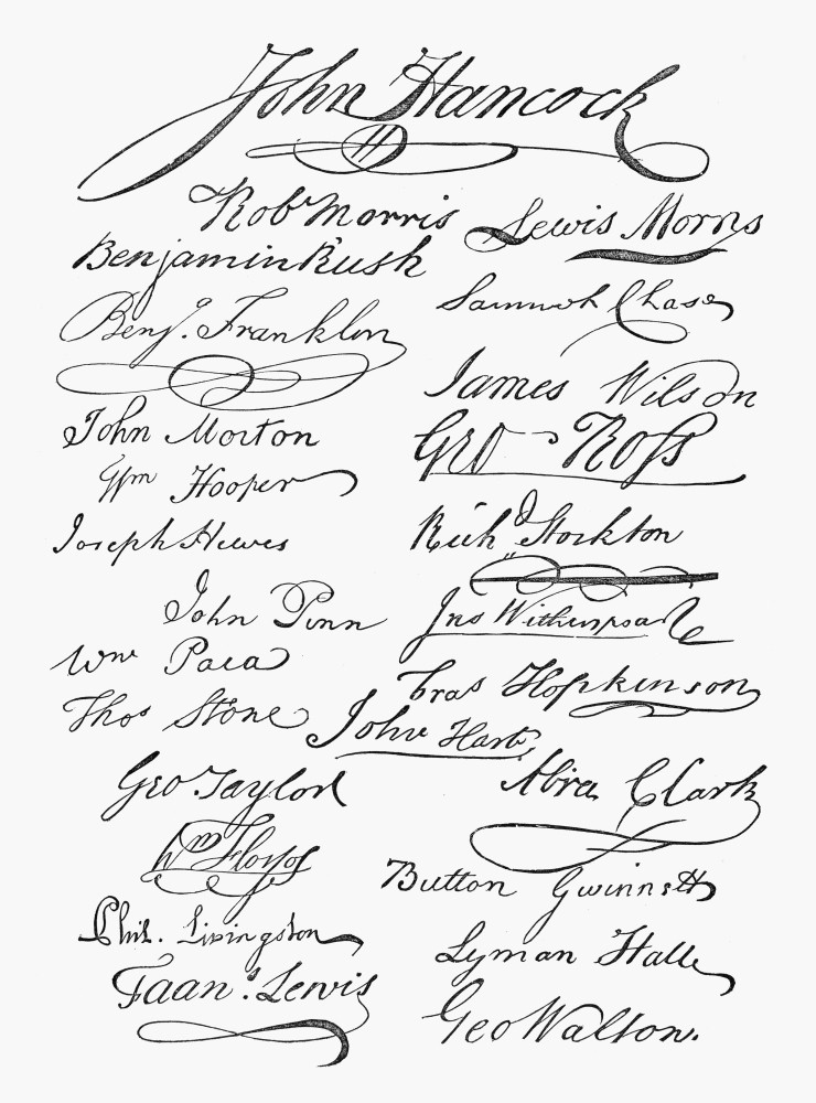Declaration Of Independence Title In Cursive