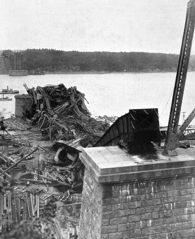 Quebec Bridge, 1907. /Nview Of The Quebec Bridge Following Its Collapse ...