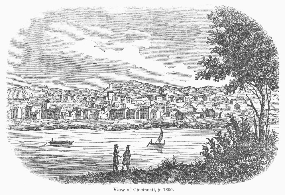 Cincinnati, 1800. /Nview Of Cincinnati, Ohio, In 1800. Wood Engraving ...