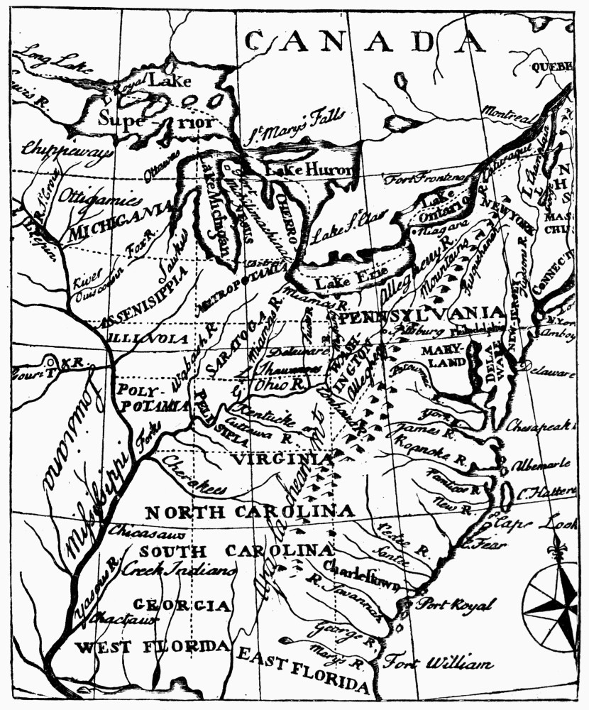 Jefferson: States, 1784. /Nmap Of Thomas Jefferson'S Proposed States ...