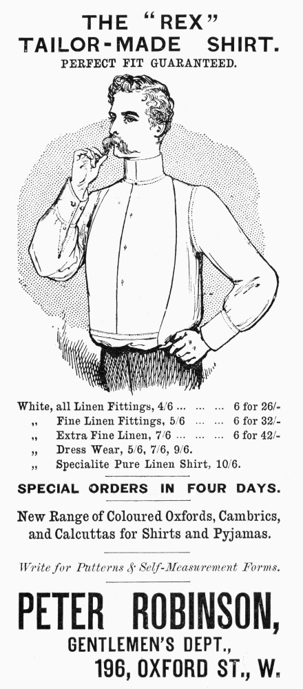 Men'S Fashion Ad, 1890. /Nadvertisement For Peter Robinson Department ...
