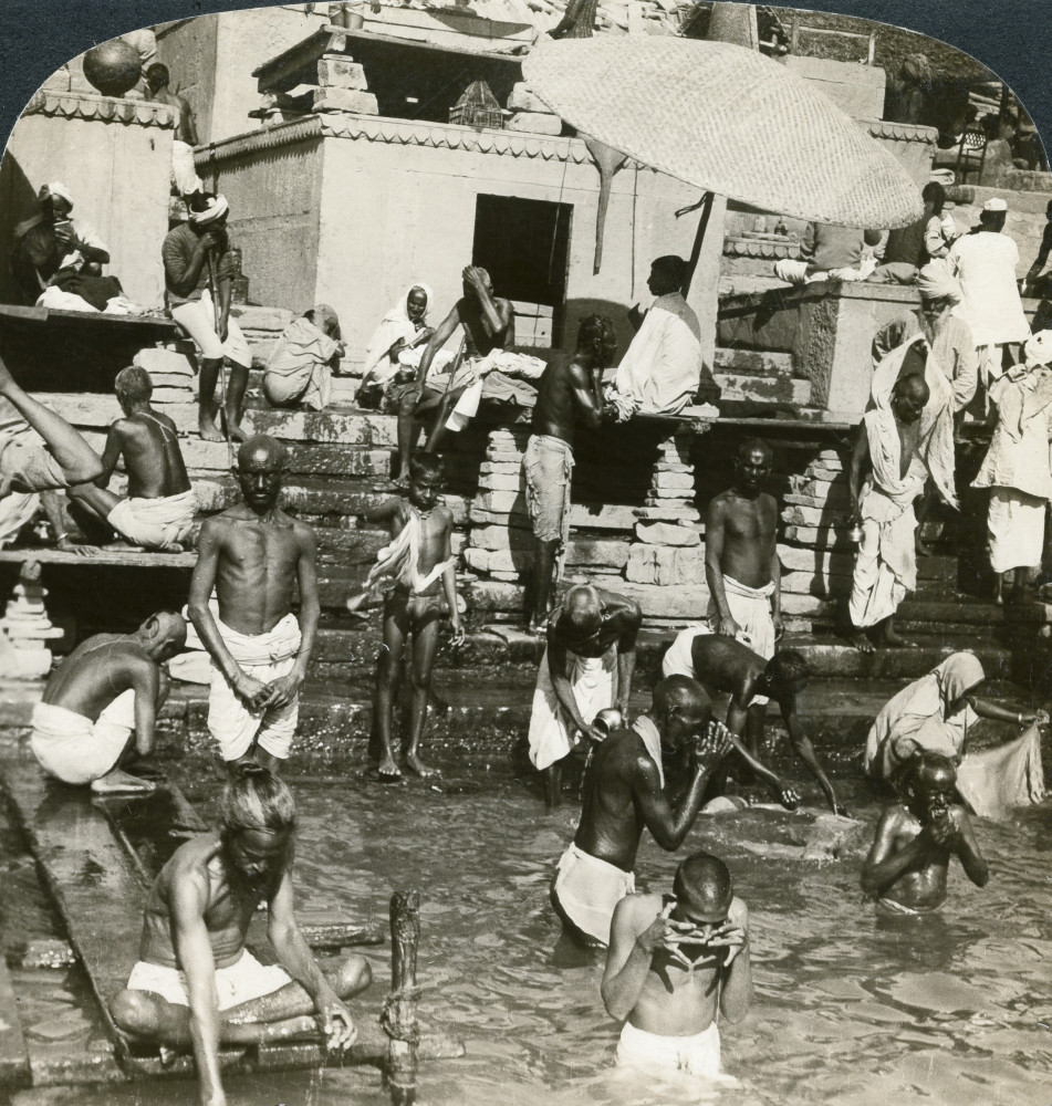 India: Ganges, C1907. /N'Devout Hindus Bathing, Praying And Drinking ...