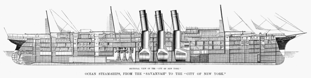 Steamship: City Of New York. /Ncross-Section View Of Inman Line'S 'City ...