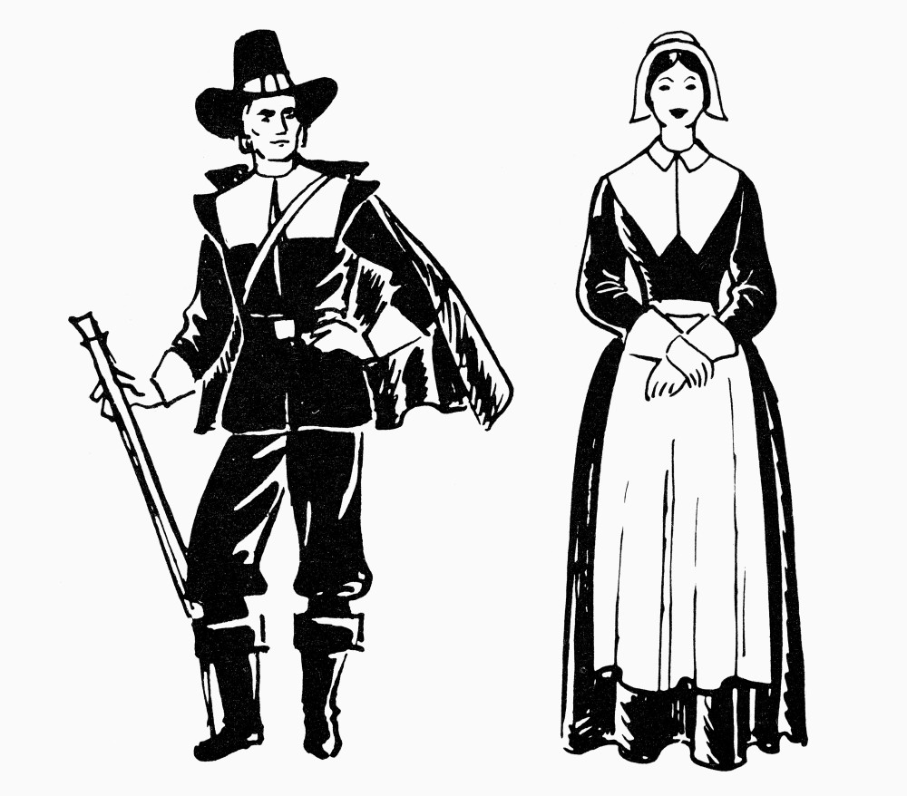 Pilgrims. /N17Th Century Pilgrims. Line Drawing. Poster Print by ...