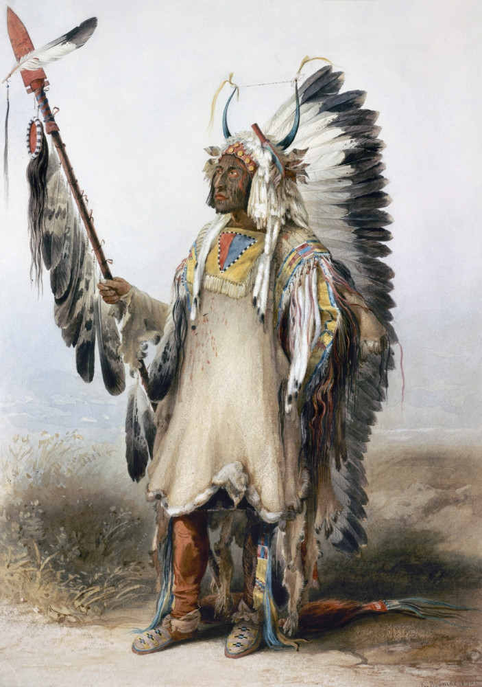 Bodmer: Mandan Chief. /Nmah-To-Toh-Pa, Or Four Bears. Watercolor, 1832 ...