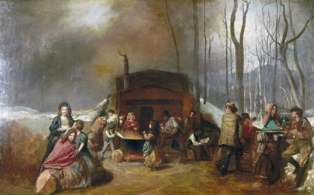 Maple Syrup, C1865. /N'Sugaring Off.' Making Maple Syrup And Sugar. Oil ...