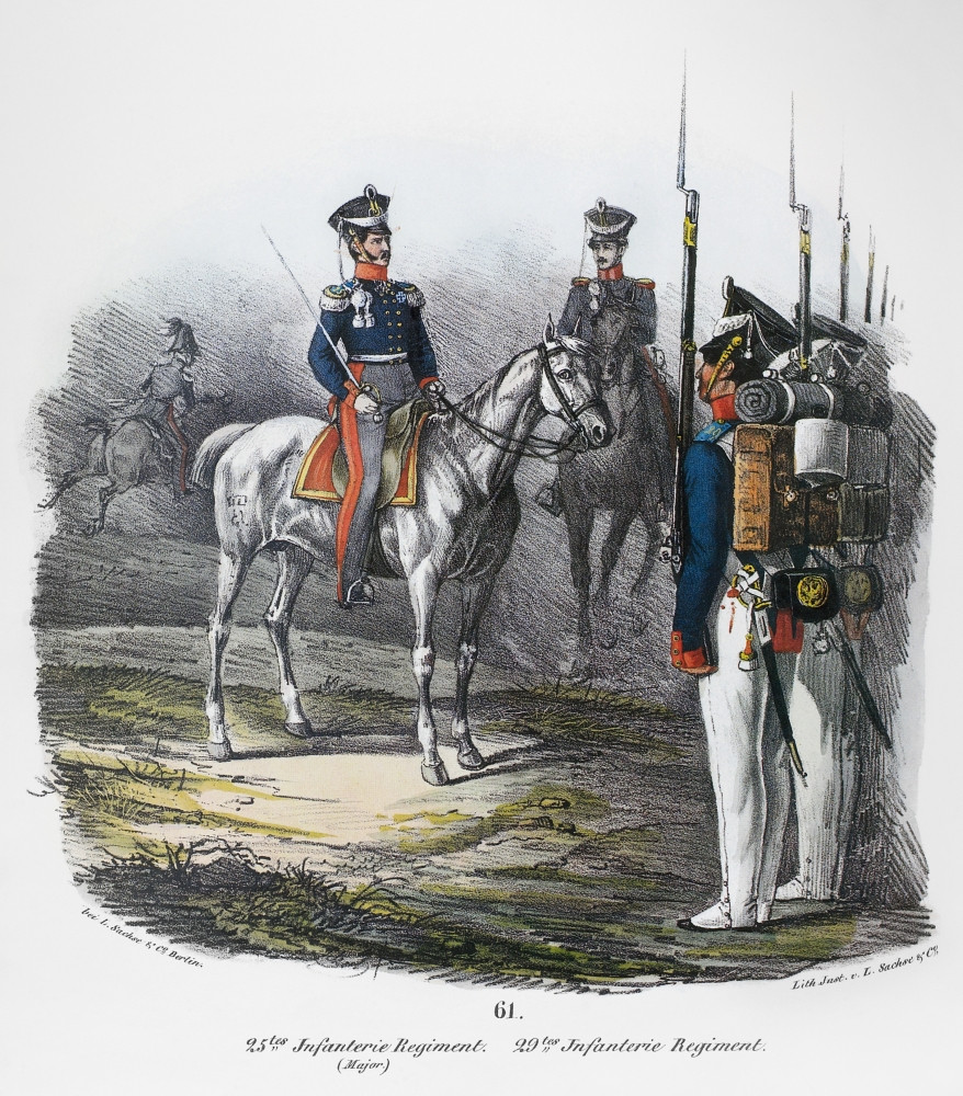Prussian Soldiers, 1830. /Nmajor Of The 25Th Infantry Regiment And ...