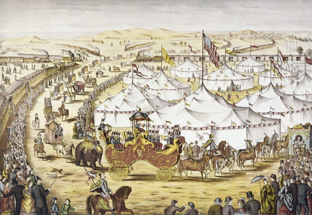 American Circus, C1874. /N'The Grand Layout.' Circus Parade Around ...