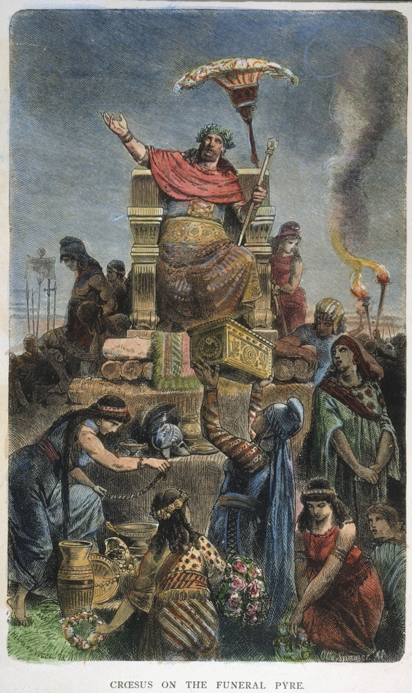 King Croesus Of Lydia /N(D. 546 B.C.) On His Funeral Pyre Surrounded By ...