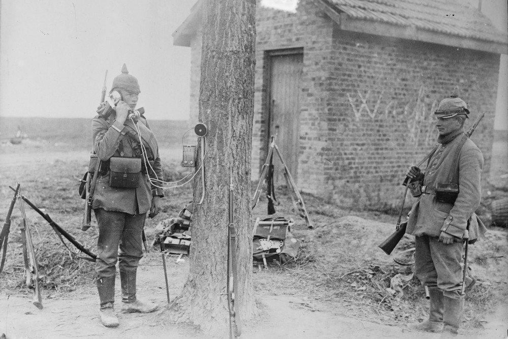 Field Telephone, 1914. /Ngerman Soldier Using A Field Telephone ...