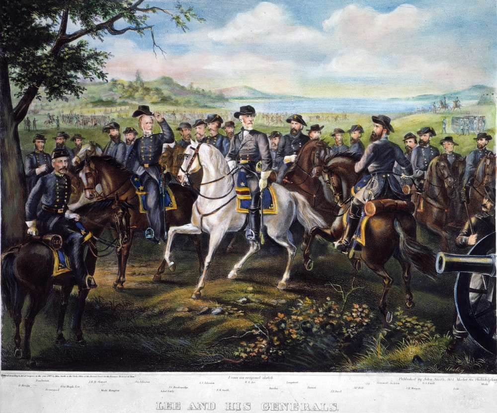 Lee And His Generals. /Nrobert E. Lee And His Generals. Lithograph ...