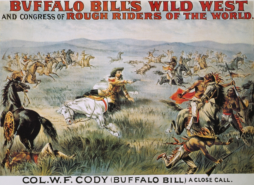 Buffalo Bill: Poster, 1894. /N"A Close Call": Buffalo Bill Cody'S Wild ...