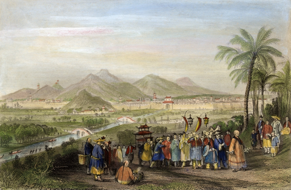 Nanking, China./Nview Of The City Of Nanking, China. Steel Engraving ...