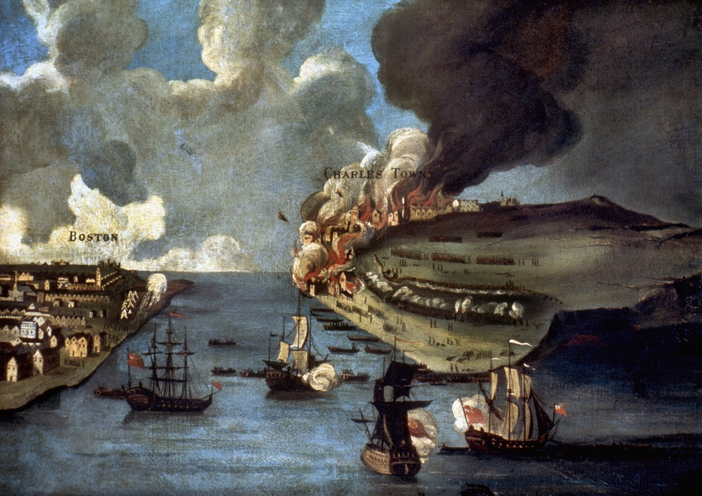 Battle Of Bunker Hill, 1775. /Nbattle Of Bunker Hill, 17 June 1775. Oil ...
