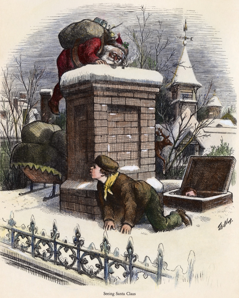 Thomas Nast: Santa Claus. /N'Seeing Santa Claus.' Wood Engraving After ...