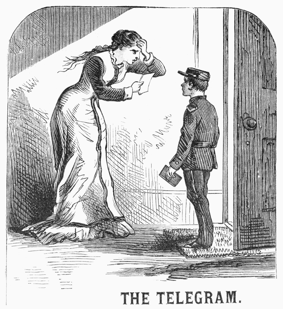Telegram: Death, 1879. /Na Woman Receives A Telegram Informing Her Of ...