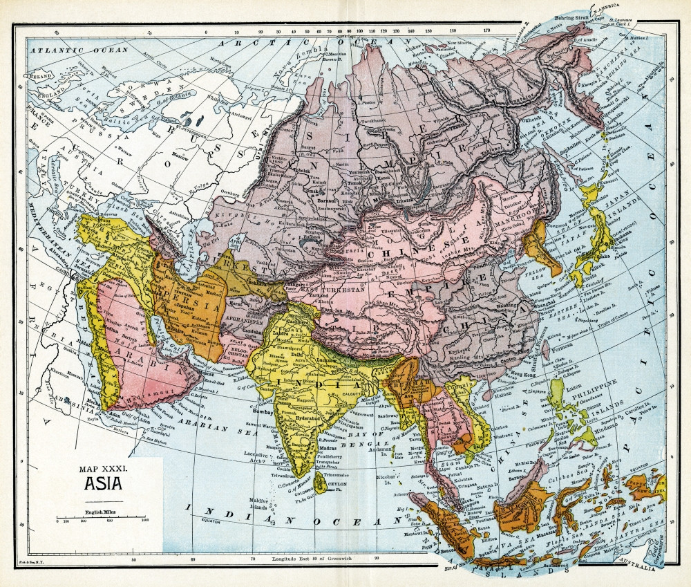 Asia Map Late 19Th Century. Poster Print by Granger Collection - Item ...