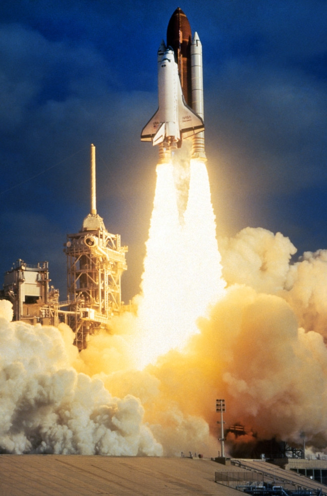 Space Shuttle Launch, 1990. /Nthe Launch Of The Space Shuttle Discovery ...