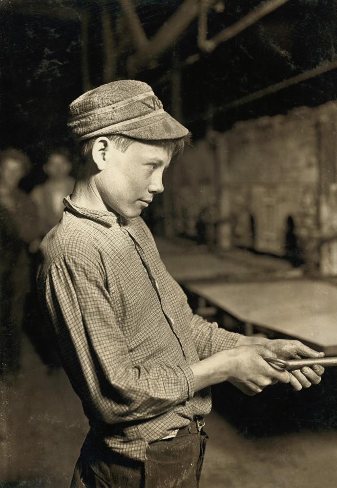 Hine: Child Labor, 1908. /Na Fifteen-Year Old Glassworker At The Lehr ...