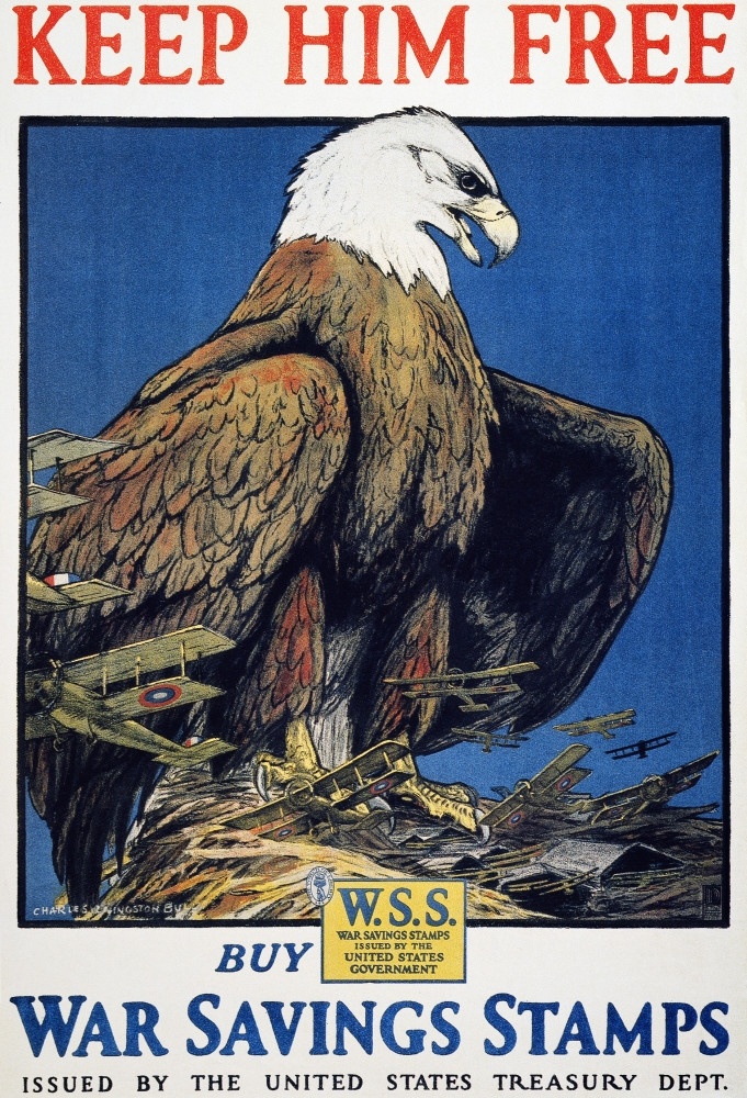 World War I Poster: Saving Stamps. /N'Keep Him Free.' American World ...